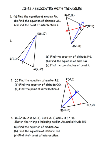 Straight Line Equations-Lines Associated with Triangles | Teaching ...