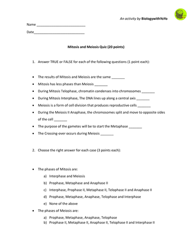 Meiosis Quiz Pdf - eralasopa