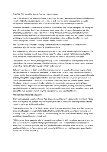 New AQA Question 3 lesson based on The Fault in Our Stars | Teaching ...