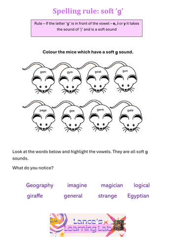 Spelling rule - soft g | Teaching Resources