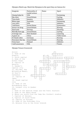 Olympic Games Classroom Job Charts Top Notch Teaching