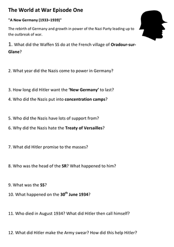 The World at War Episode One Student Video Sheet | Teaching Resources