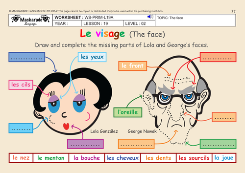 FRENCH HEALTH & BODY (UNIT-4) Y4-Y5: The face/ Describing someone by ...