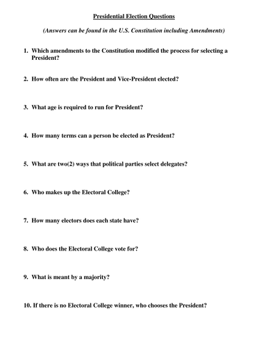 Presidential Election Assignment | Teaching Resources