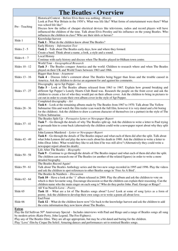 The Beatles Mini Topic | Teaching Resources