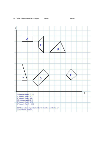 Translation of 2D shapes 1, 2 4 quadrants by wardy2 - Teaching ...