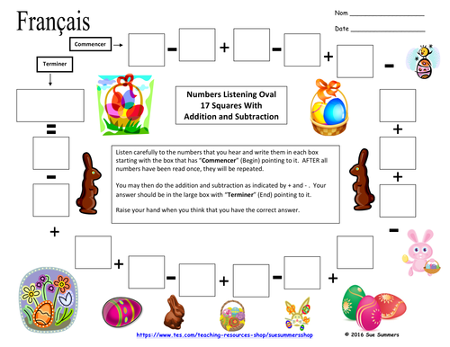 French Easter Numbers and Math Listening Activity | Teaching Resources