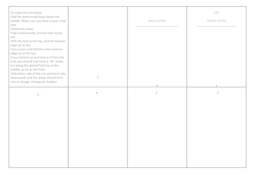 Mini-book (8 pages) made from an A4 sheet | Teaching Resources