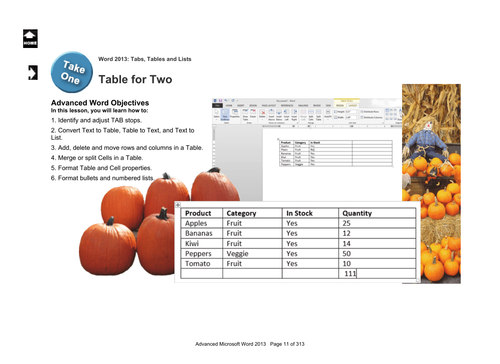Microsoft Word 2013 Advanced: Tabs and Tables | Teaching Resources Microsoft Word 2013 Advanced: Tabs and Tables | Teaching Resources