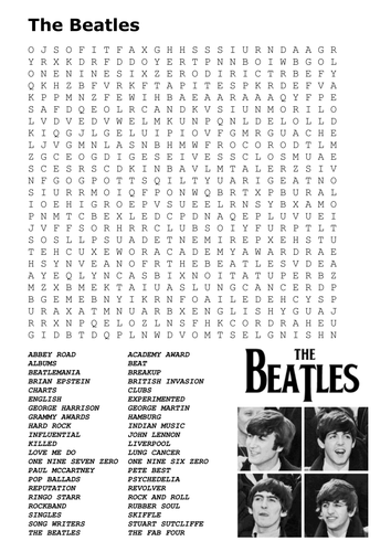 The Beatles Word Search | Teaching Resources