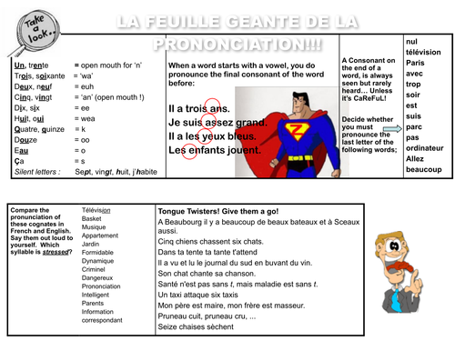 French pronunciation placemat / quick reference guide | Teaching Resources