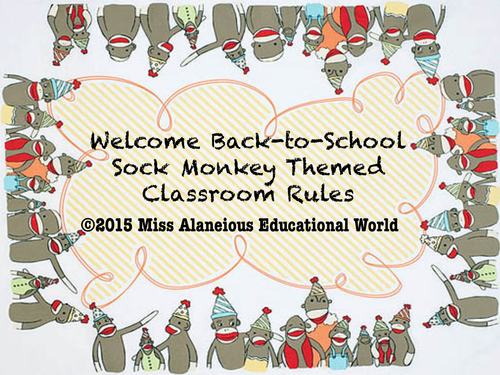 Welcome Back! Sock Monkey Themed Classroom Rules | Teaching Resources