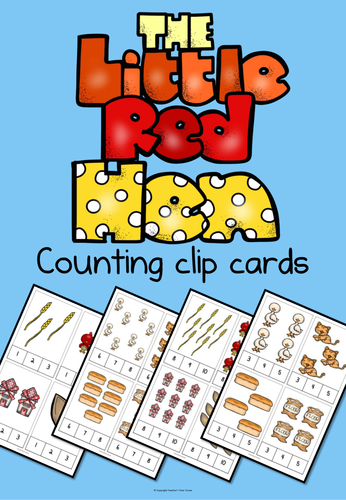 The Little Red Hen Counting Clip Cards | Teaching Resources