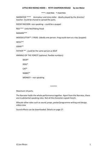 French 'Play in a Day' : Le Petit Chaperon Rouge EXTRACT | Teaching ...