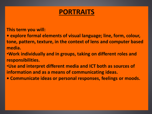 Year 9 Photography Portrait Scheme of Work by cshw - Teaching Resources ...