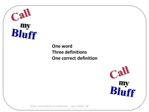 Call My Bluff English Quiz | Teaching Resources