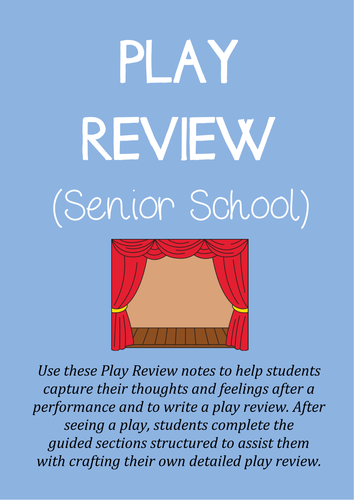 Theater Review Notes (Senior) | Teaching Resources