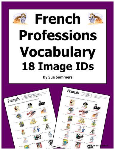 French Professions 18 Vocabulary Image IDs | Teaching Resources