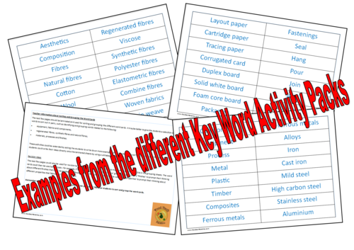 Product Design: Key Words Revision Activity Pack | Teaching Resources