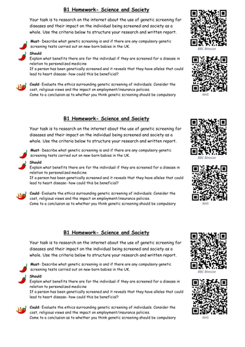 B1 You and Your Genes OCR 21st Century Science (2016) Homeworks ...