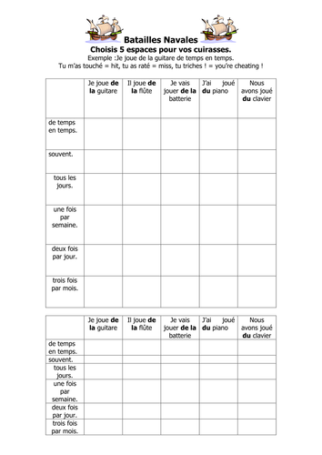 French Teaching Resources. PowerPoint & Battleships: Musical ...