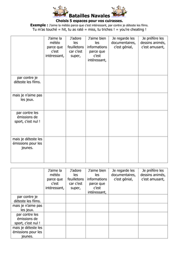 French Teaching Resources. PowerPoint & Battleships: TV Programmes ...