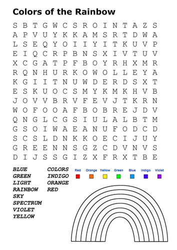 Colors of the Rainbow Word Search | Teaching Resources