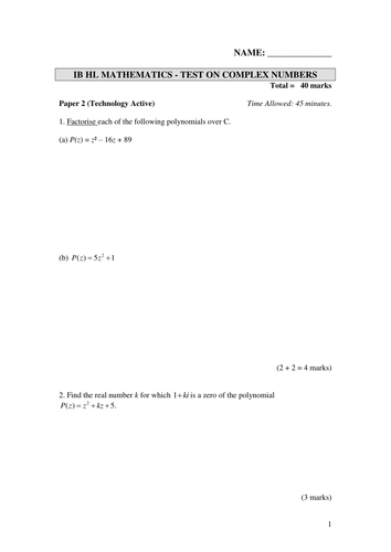 Further Pure complex number revision. by Tristanjones - Teaching ...