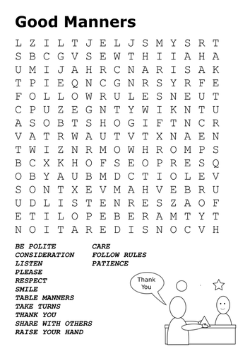 Good Manners Word Search | Teaching Resources