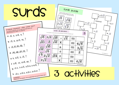 Surds Activity Pack Teaching Resources