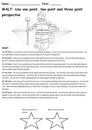 Year 7-9 Perspective booklet (1 Point, 2 point and 3 point step-by-step ...