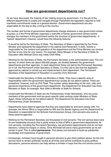 How are government departments run? | Teaching Resources