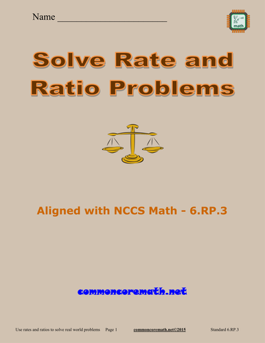 Solve Rate and Ratio Problems - 6.RP.3 | Teaching Resources