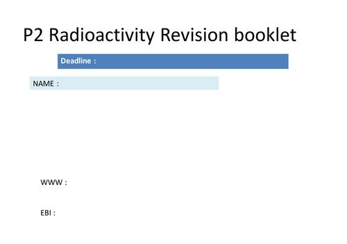 Igcse Radioactivity Revision Booklet By Uk Teaching Resources Tes