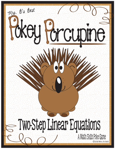 Pokey Porcupine Poke Cards: Two-Step Linear Equations | Teaching Resources