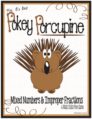 Pokey Porcupine Poke Cards: Mixed Numbers & Improper Fractions ...