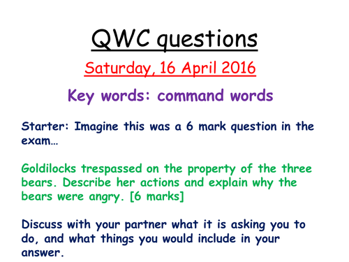 QWC Revision session for AQA Biology GCSE | Teaching Resources QWC Revision session for AQA Biology GCSE | Teaching Resources