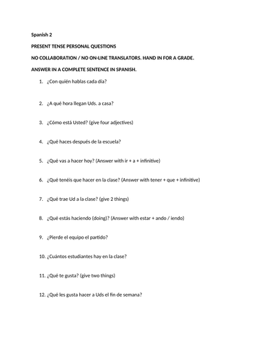 Spanish sub plans | Teaching Resources