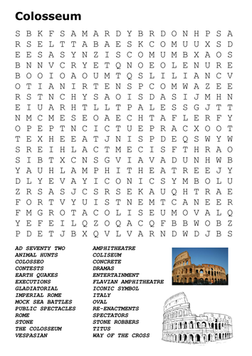 The Colosseum Word Search by sfy773 | Teaching Resources