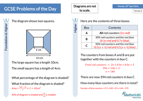 GCSE Problem Solving Questions of the Day - 18th April | Teaching Resources