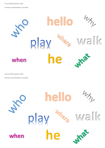 Find and cut out the question words | Teaching Resources