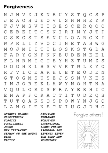 Christianity and Forgiveness Word Search by sfy773 - Teaching Resources ...