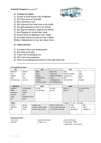 German Language Lesson Lifesaver. Sample Linked Translation Unit on ...