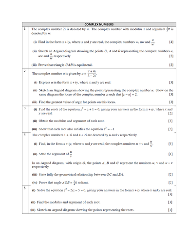 Secondary complex numbers resources