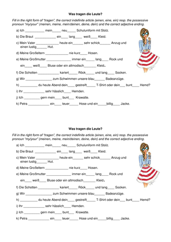 Kleidung - Adjektive by Dopp - Teaching Resources - Tes