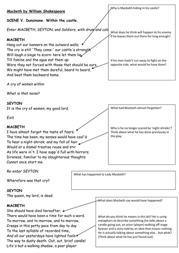Macbeth: Act 5 Scene 5 analysis | Teaching Resources Macbeth: Act 5 Scene 5 analysis | Teaching Resources