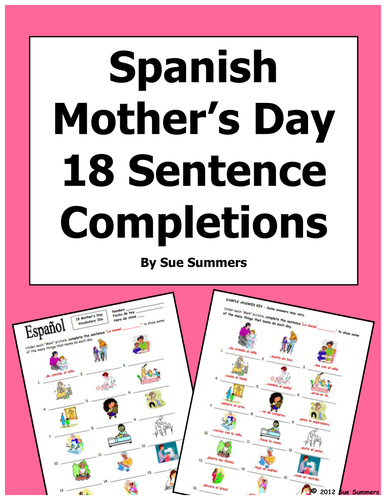 Spanish Mother's Day Pictures and Sentence Completions | Teaching Resources