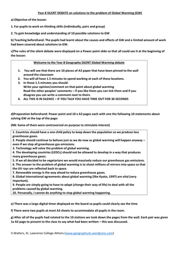 Silent Debate on solutions to the problem of Global Warming | Teaching ...