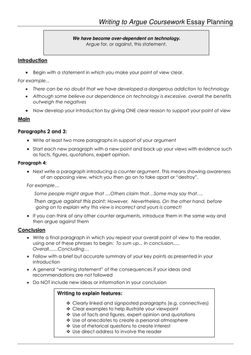 Writing to argue essay plan KS4 | Teaching Resources