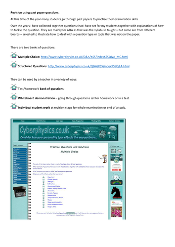 Revision using past paper questions | Teaching Resources